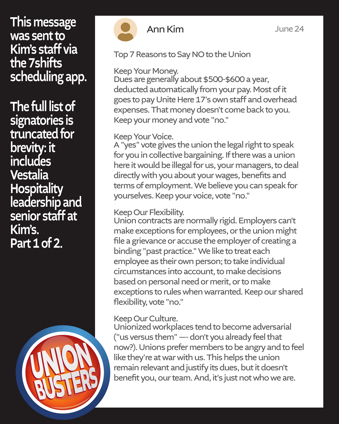 How to Union Bust: A campaign of union busting by restaurateur Ann Kim ...