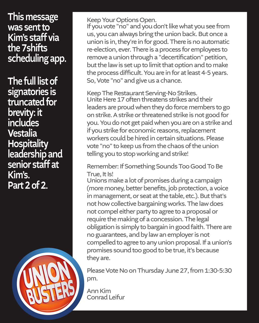 How to Union Bust: A campaign of union busting by restaurateur Ann Kim ...